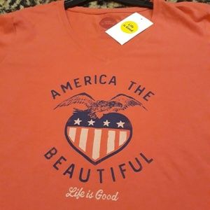 Life Is Good | Tops | Life Is Good America Usa Flag Heart Summer T ...